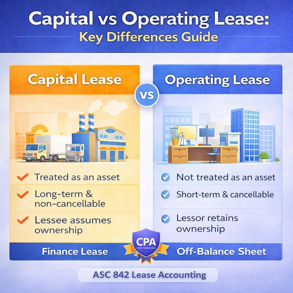 Capital Lease vs Operating Lease Explained | CPA FAR Guide – Eduyush